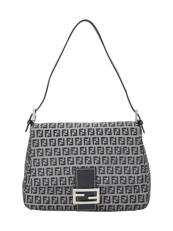 Fendi Zucchino Canvas Mama Shoulder Bag - Navy