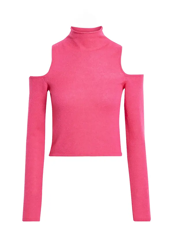 Lapointe Cold-shoulder Cashmere And Silk-blend Turtleneck Sweater - Pink