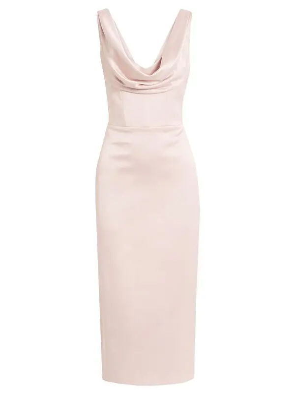 RASARIO Draped Satin-crepe Midi Dress - Blush