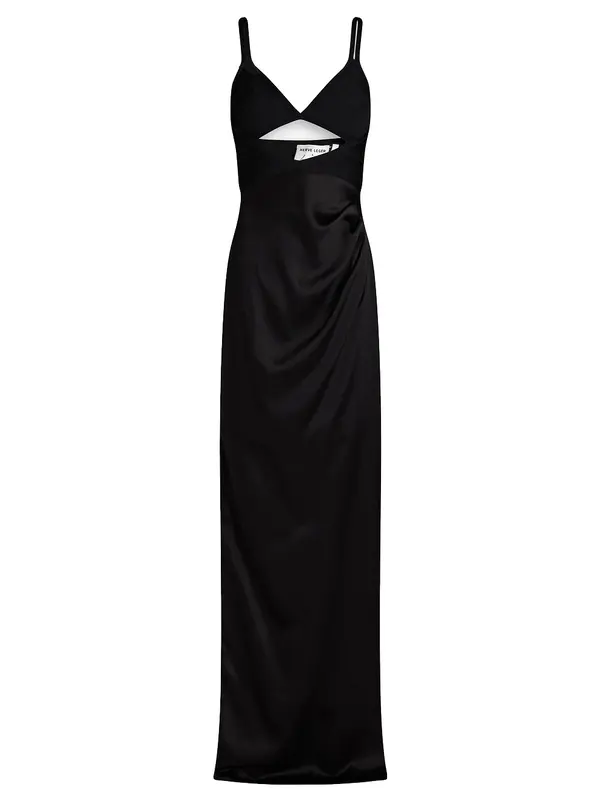 Herve Leger Bandage-paneled Draped Satin Gown - Black