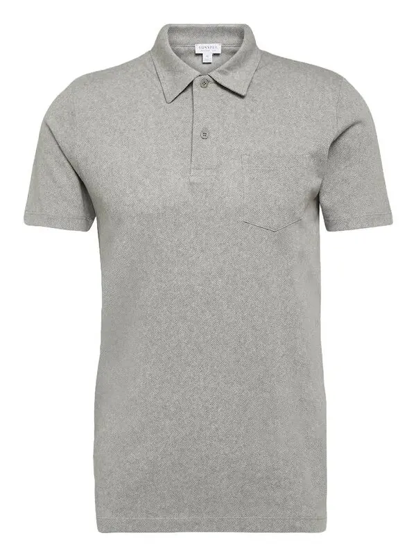 Sunspel Riviera Cotton Polo Shirt - Grey