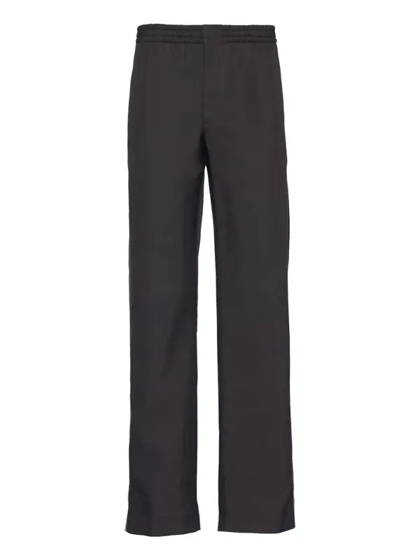 Prada Logo-embroidered Silk Trousers - Black