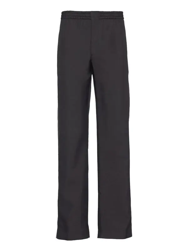 Prada Logo-embroidered Silk Trousers - Black