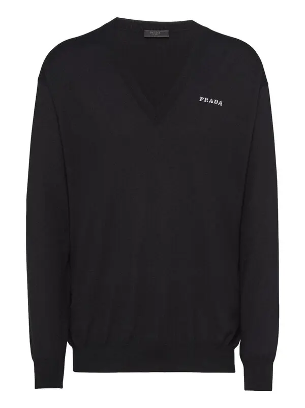 Prada V-neck Cashmere Jumper - Black