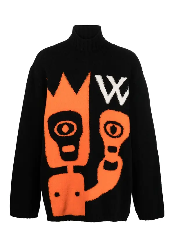 WALTER VAN BEIRENDONCK Skull Intarsia-knit Jumper - Black