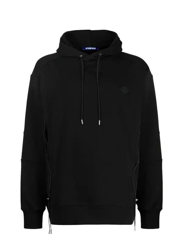 SPOONYARD Logo-appliqué Paneled Hoodie - Black
