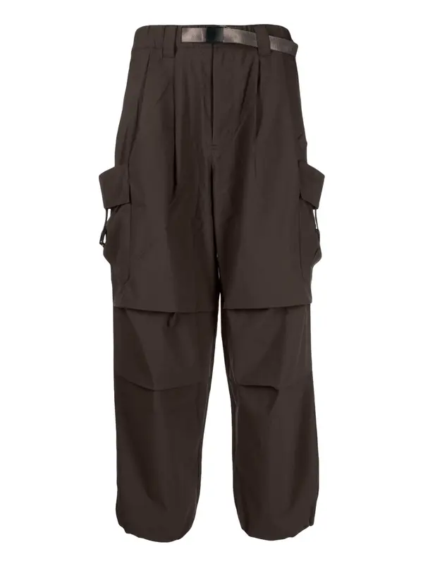 SPOONYARD Logo-appliqué Belted Cargo Trousers - Brown