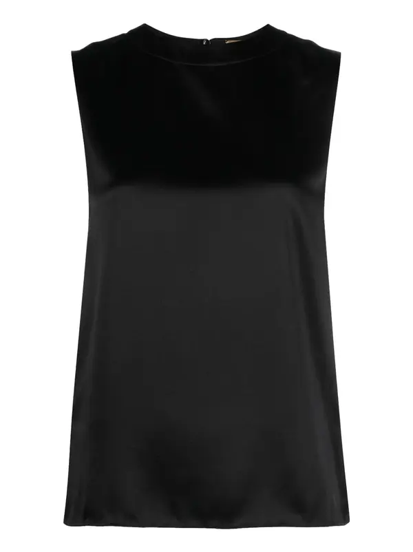 Saint Laurent Keyhole-detail Silk Tank Top - Black