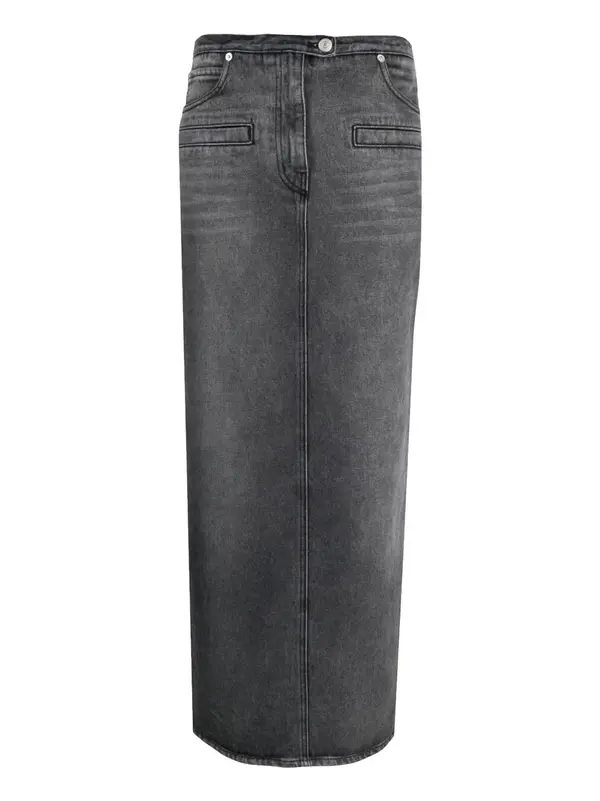 COURREGES Heritage Cut-out Stonewashed Denim Skirt - Grey