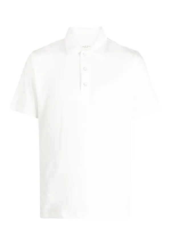 Rag & Bone Classic Flame Cotton Polo Shirt - White