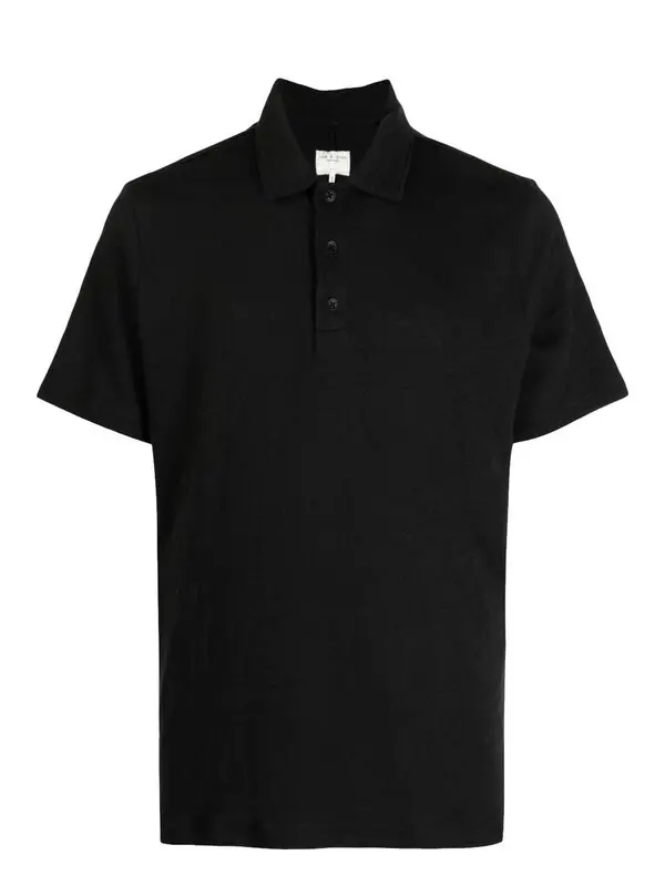 Rag & Bone Classic Flame Cotton Polo Shirt - Black
