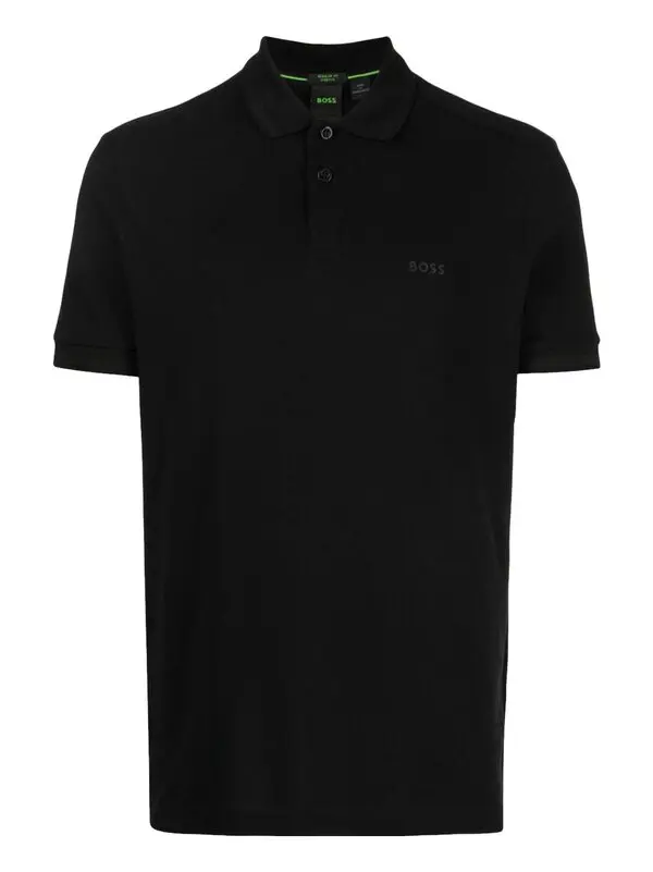 BOSS Logo-embroidered Cotton Polo Shirt - Black