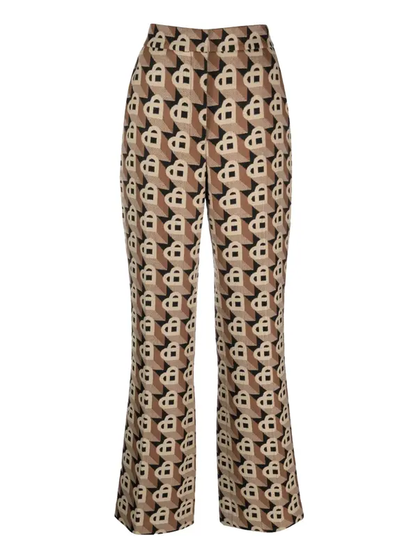 Casablanca Heart-jacquard Virgin-wool Trousers - Brown