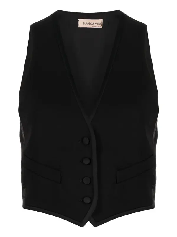BLANCA VITA V-neck Gilet - Black