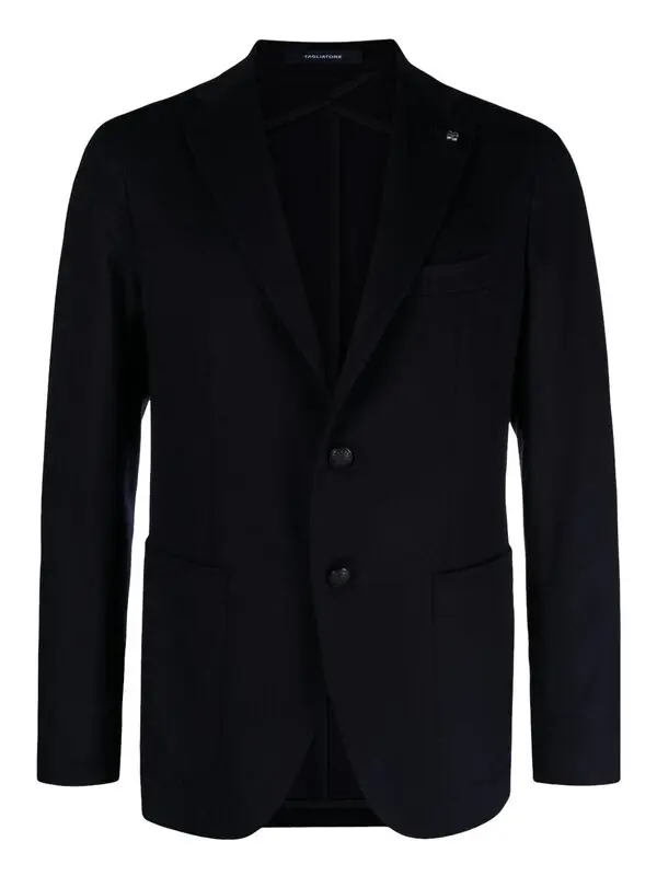 Tagliatore Single-breasted Wool Blend Blazer - Blue