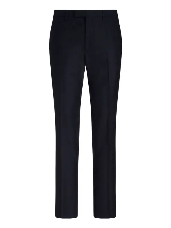 Etro Jacquard Tapered-leg Trousers - Black