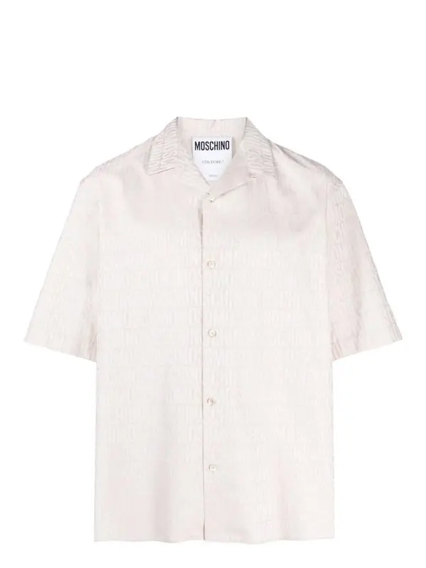 Moschino Logo-jacquard Cotton Shirt - Neutrals