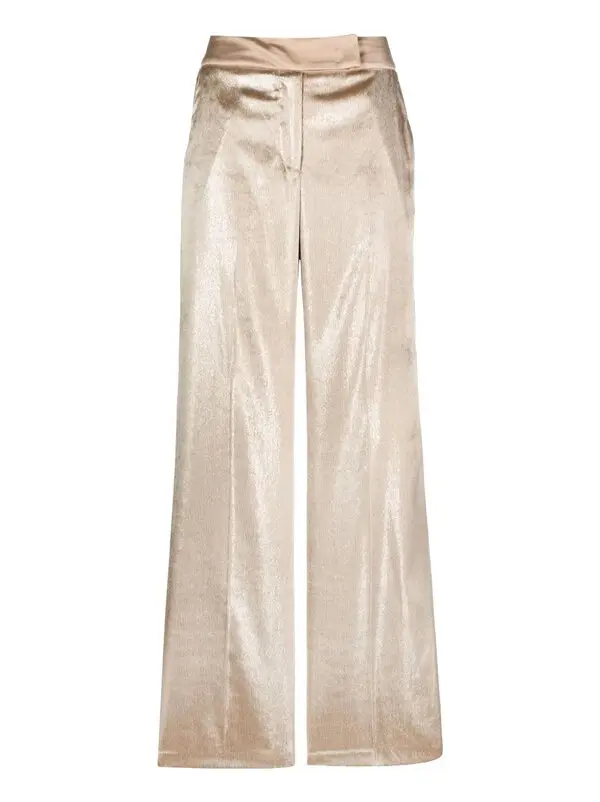 Peserico High-waisted Velvet Palazzo Trousers - Gold