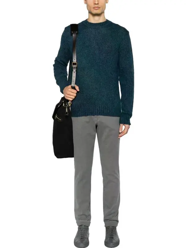 LARDINI Fisherman's-knit Mélange Jumper - Blue