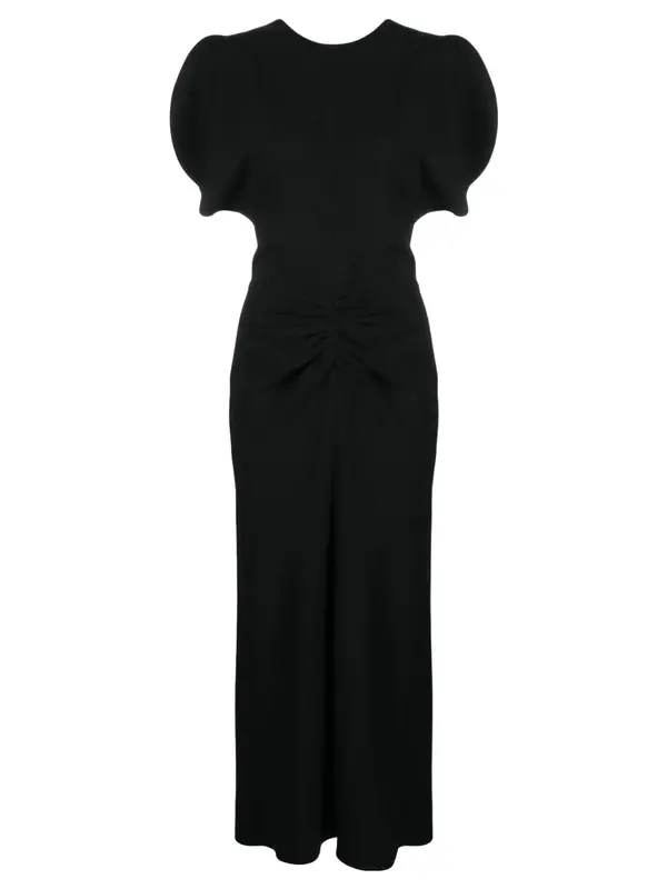 Victoria Beckham Ruched-waist Crepe Midi Dress - Black