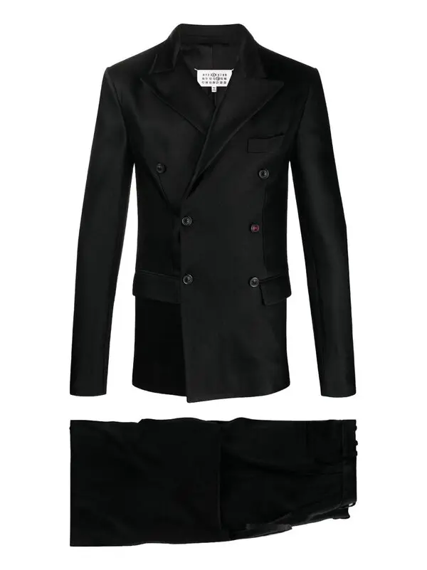 MAISON MARGIELA Satin-weave Double-breasted Blazer - Black