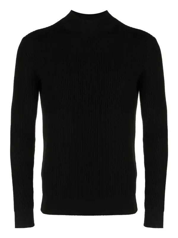 Tagliatore Gus Mock-neck Ribbed Jumper - Black