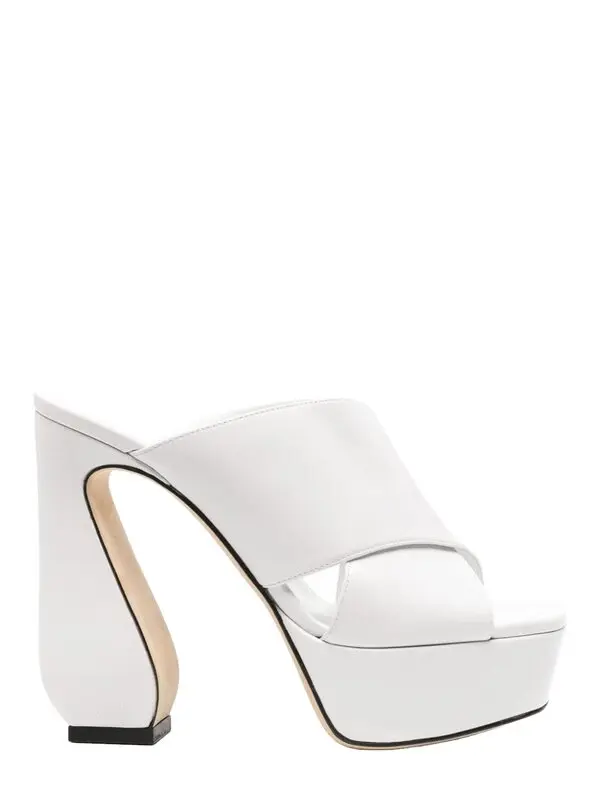 SERGIO ROSSI 135mm Crossover-strap Leather Sandals - White