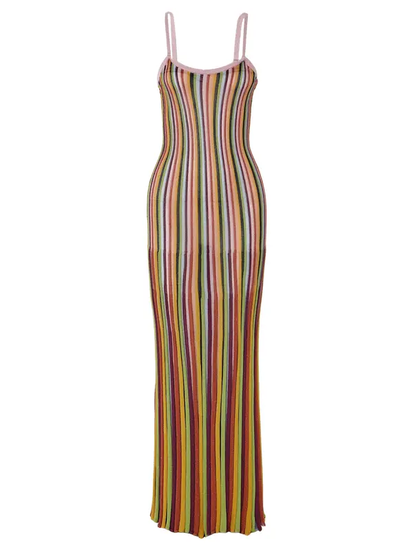 Zimmermann Alight Striped Metallic Ribbed-knit Maxi Dress - Multi