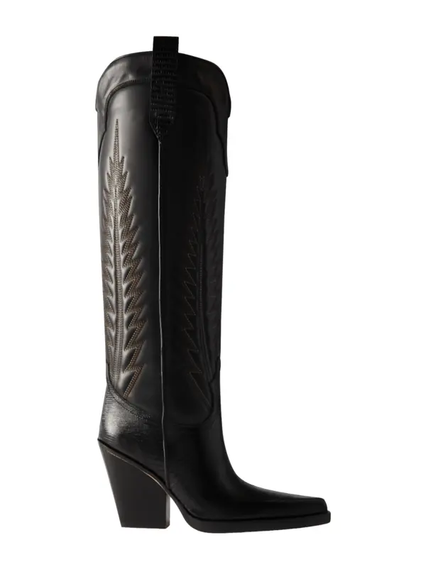 paris texas - El Dorado Embroidered Snake-Effect Leather Cowboy Boots