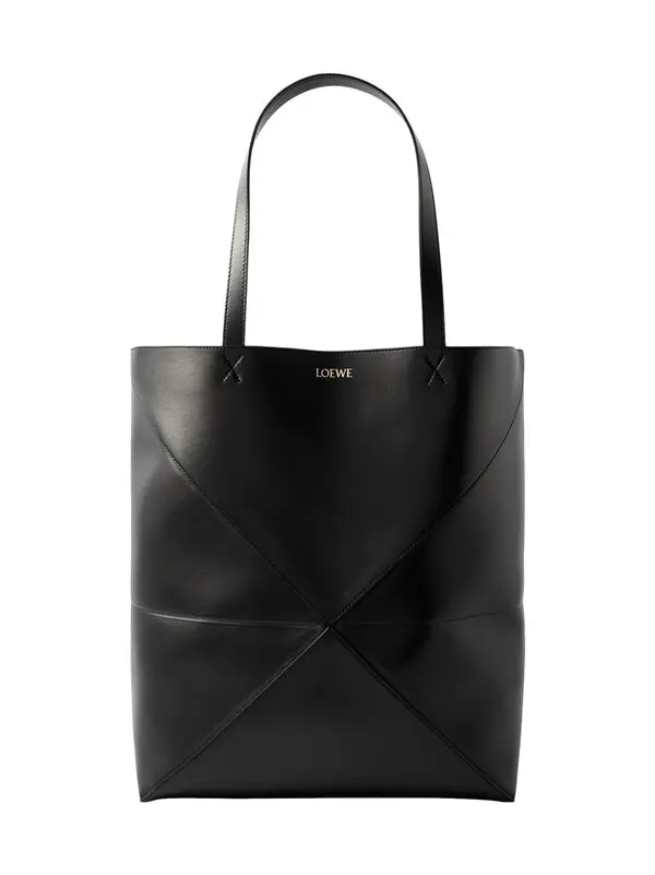 Loewe Puzzle Fold Large Leather Tote - Black
