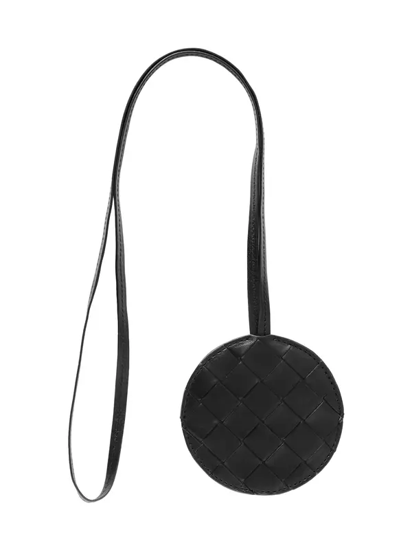 Bottega Veneta Intrecciato Leather Mirror Cover With Lanyard - Black