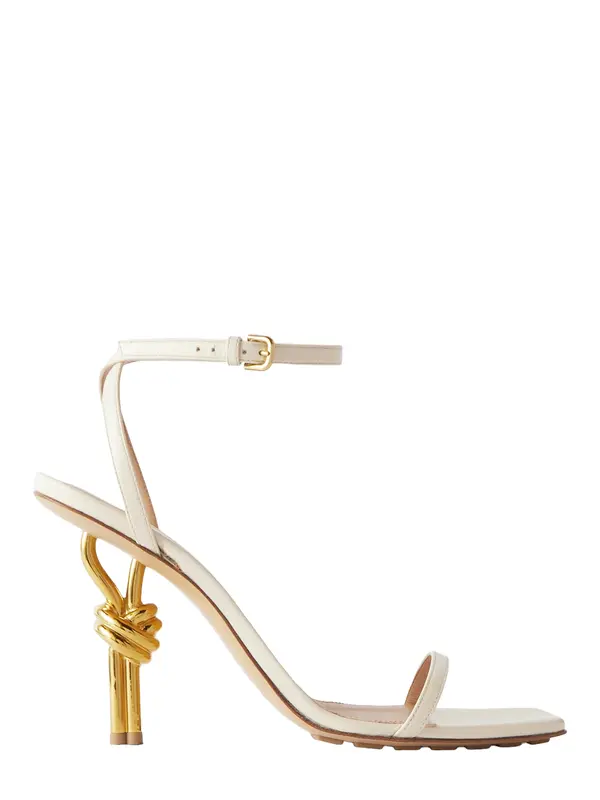 Bottega Veneta Knot Metallic Leather Sandals - Gold