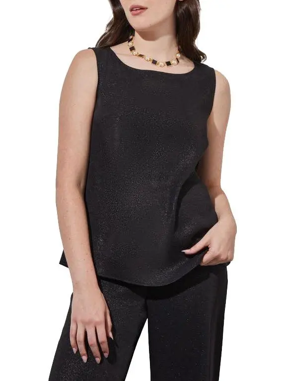 Ming Wang Shimmer Woven Tank - Black/silver