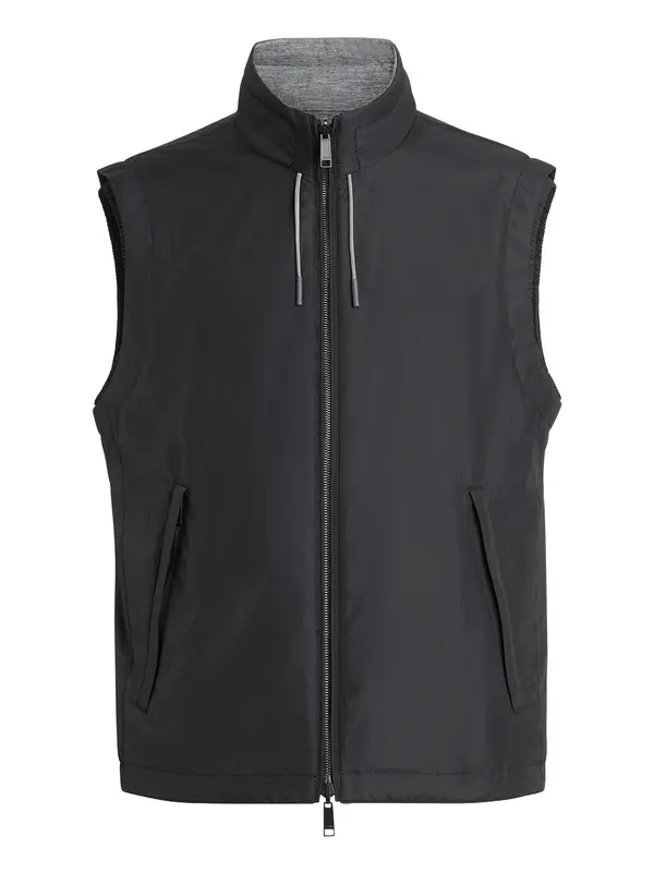 Zegna Microfiber Reversible Brezza Vest - Black/grey