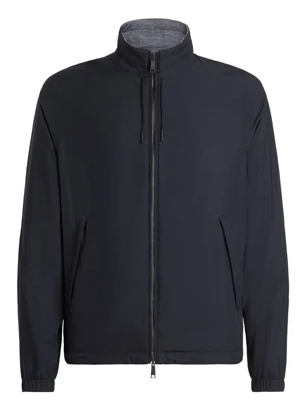 Zegna Microfiber Reversible Brezza Blouson - Navy Blue/grey