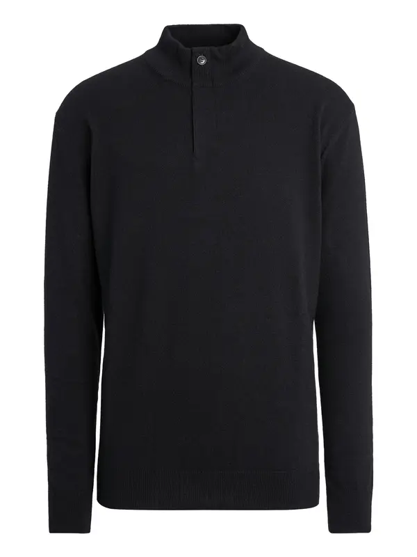 Zegna Oasi Cashmere Zip Mock Neck Sweater - Black