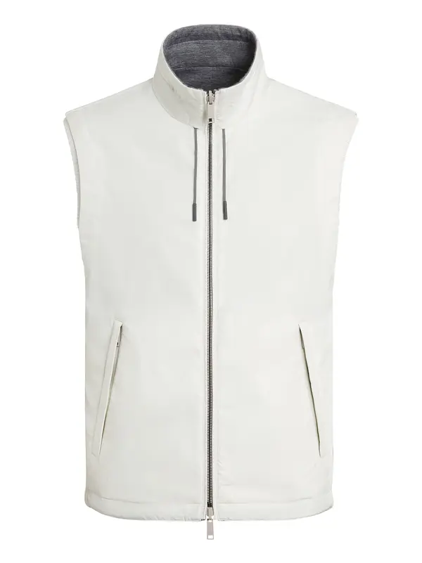 Zegna Microfiber Reversible Brezza Vest - White/grey