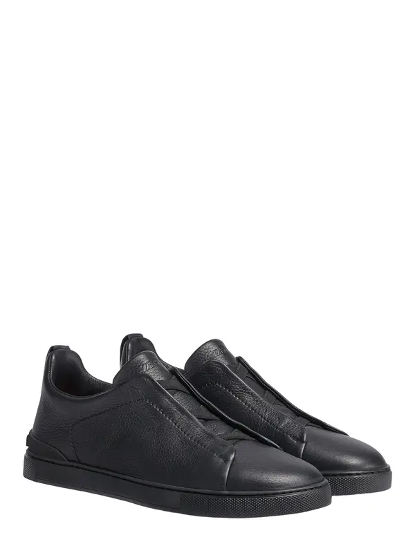 Zegna Deerskin Triple Stitch Sneakers - Black