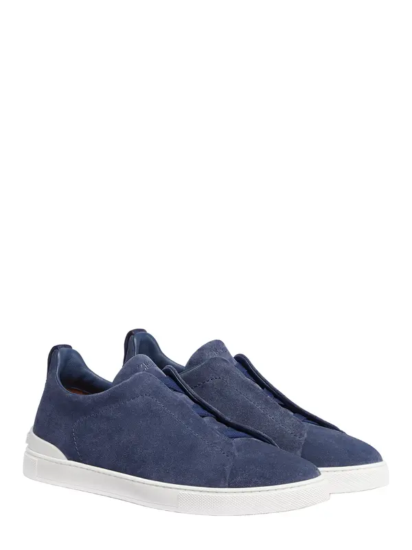 Zegna Suede Triple Stitch Sneakers - Utility Blue