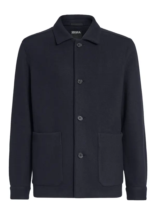 Zegna Jerseywear Wool And Cashmere Alpe Chore Jacket - Navy Blue