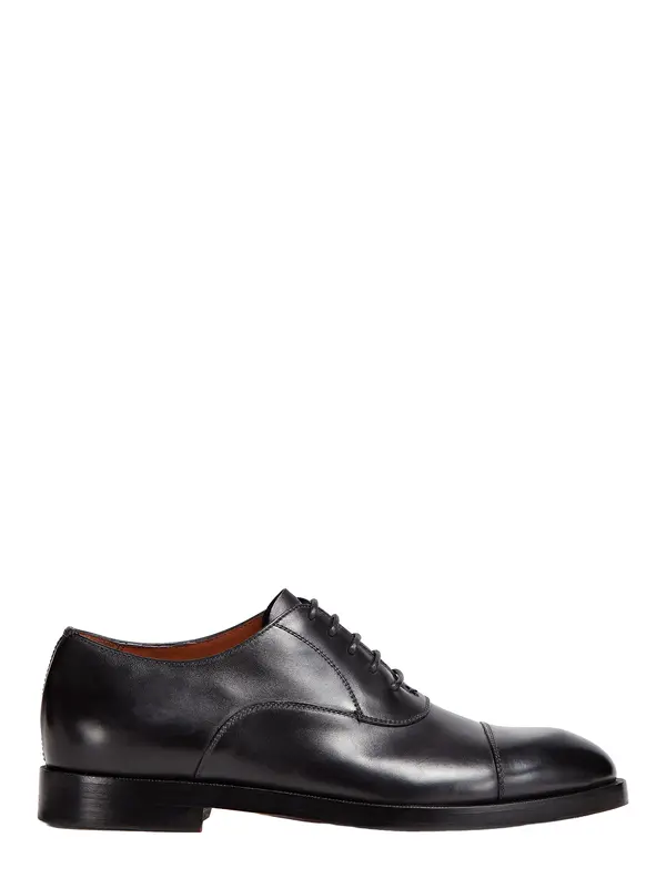 Zegna Leather Oxford Shoes - Black