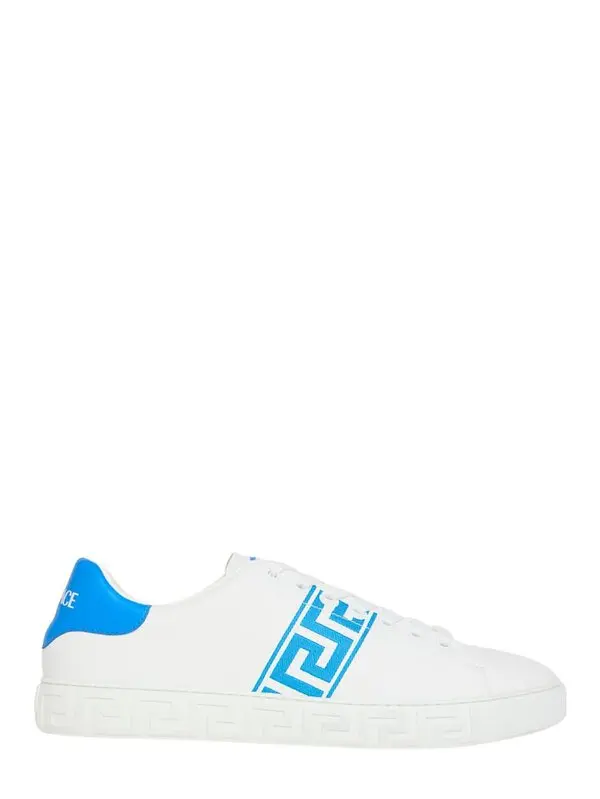 Versace La Greca Leather Low-top Sneakers - White/blue