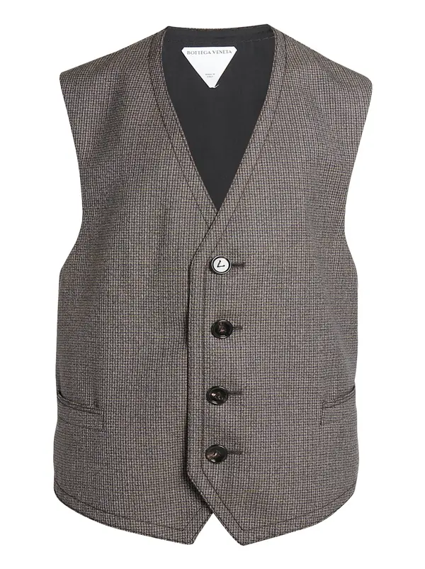 Bottega Veneta Houndstooth Wool Vest - Cigarmulti
