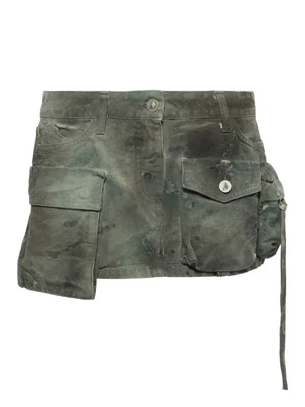 Attico Low-rise Cargo Denim Miniskirt - Green