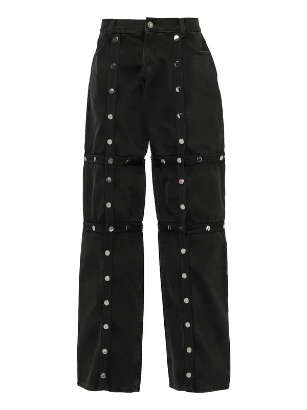 Attico Studded Straight Jeans - Black