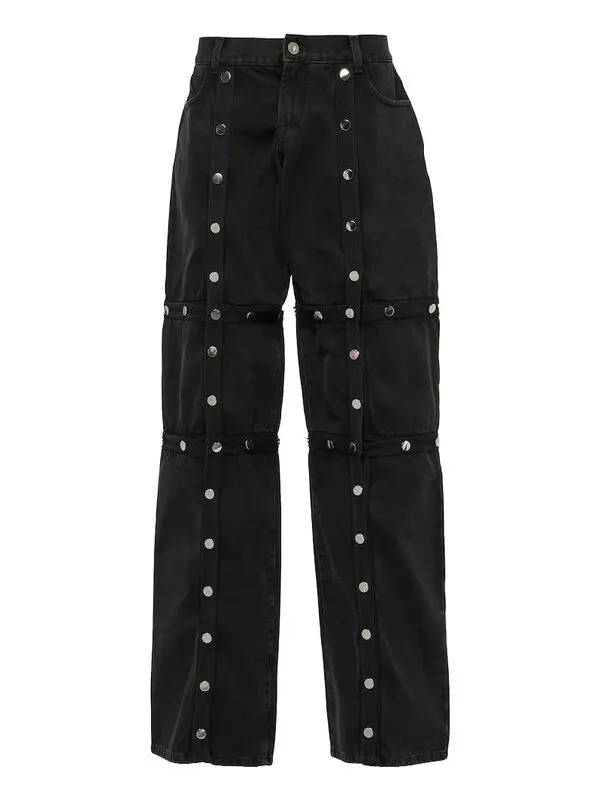 Attico Studded Straight Jeans - Black