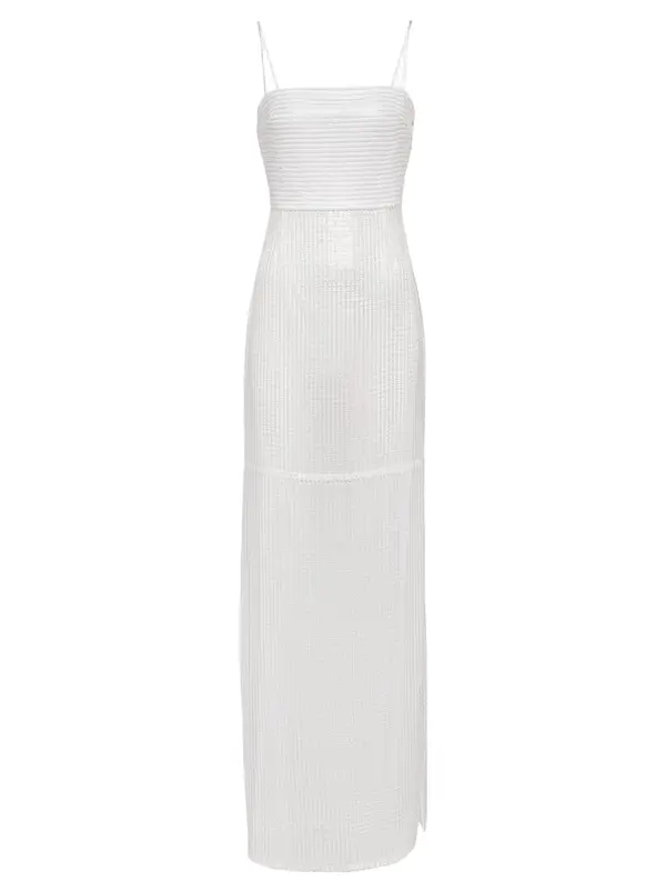 Galvan Iona Sequined Gown - White