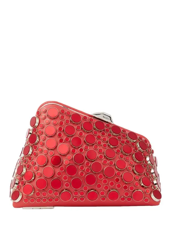 Attico Midnight Mini Embellished Leather Clutch - Red