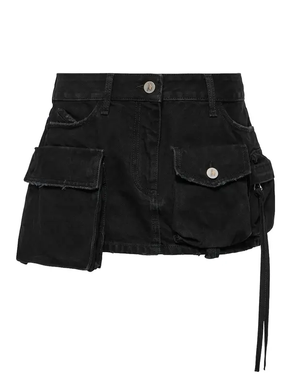 Attico Low-rise Denim Miniskirt - Black