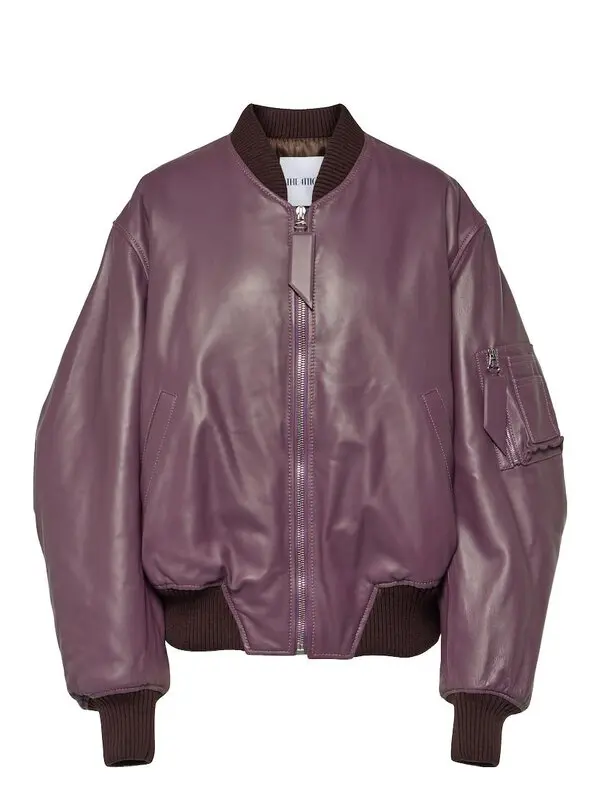 Attico Anja Leather Bomber Jacket - Purple